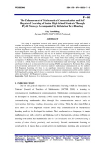 The Enhancement of Mathematical Communication and Self Regulated Learning of Senior High School ...